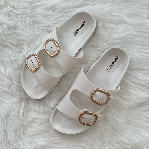 London Rebel | Shoes | London Rebel Double Buckle Footbed Sandals In ...
